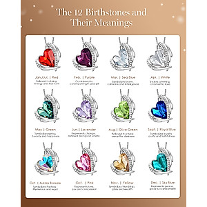 CDE Love Heart Pendant Necklaces for Women Silver Tone Rose Gold Tone Birthstone Christmas Jewelry Gifts for Women Birthday/Anniversary Day/Valentine's Day (Crystals, White Gold Plated-01 & 07-January & July Ruby Red Siam Garnet)