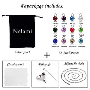 Heart Urn Necklace for Ashes with 12 Birthstones, Cremation Ashes Jewelry Keepsake with Angel Wing - Your Wings were Ready, But My Heart was Not (Your Wings were Ready)