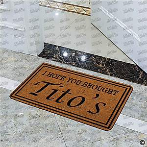 MsMr Funny Door Mat I Hope You Brought Tito's Indoor Outdoor Doormat Custom Doormat Entrance Floor Mat Home Office Welcome Mat 23.6"x15.7"