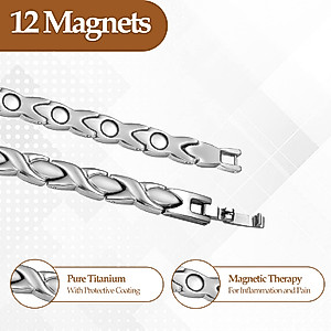 Jecanori Magnetic Bracelets for Women,Pure Titanium Magnetic Bracelets,Adujstable Bracelet,Jewelry Gift with Sizing Tool Magnetic Field Therapy（Flawlessness Series