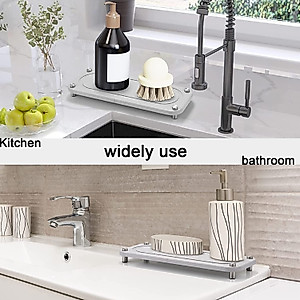Sink Caddy Kitchen Sink Organizer, Instant Dry Bathroom Sink Organizer for Preventing Moisture Buildup, Diatomaceous Pedestal Stand Riser with Stainless Steel Feet , Sponge Soap Dispenser Holder