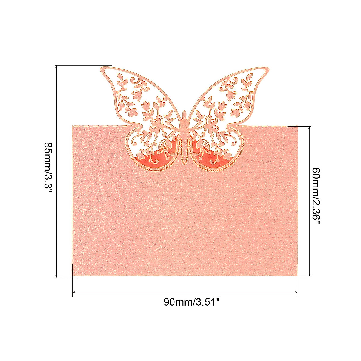 PATIKIL Table Name Place Cards, 25Pcs Favor Decor Hollow Butterfly Cut Design Blank Card for Wedding Party Seating Place Cards, Light Pink