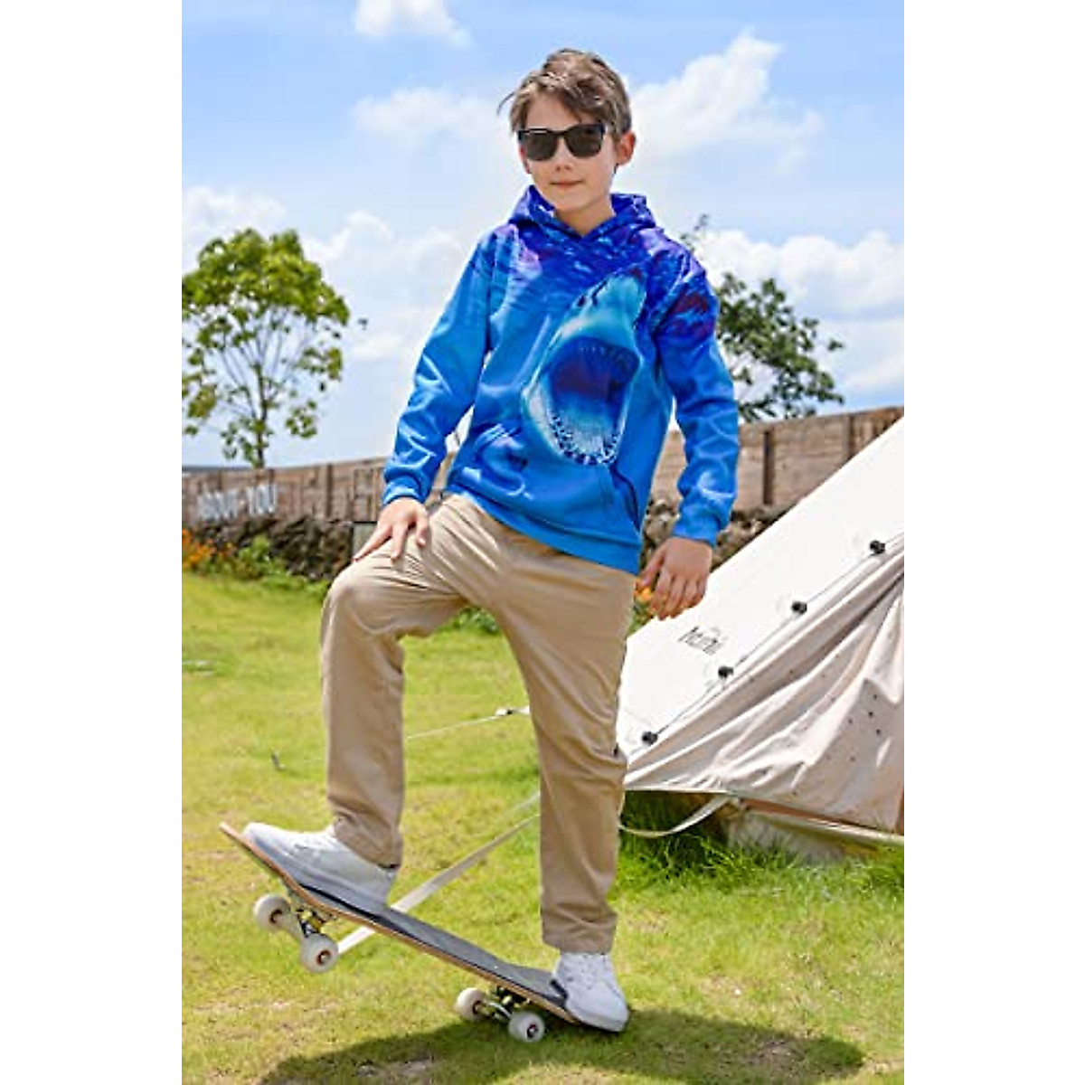 Idgreatim Illusion Sweatshirt for Boys Girls 8-10 Years Novelty Pattern Hoodies Casual Sport Hoody Pullover