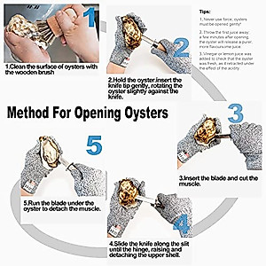 ROEDEER Oyster/Clam Knife Shucker Set,Oyster Shucking Knifes(3.7"+2.4") and Cut Resistant Level 5 Gloves,Perfect Seafood Opener Tools Kit(2knifes+1Glove+1Brush)