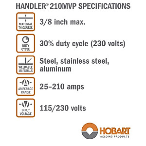 Hobart Handler 210 MVP MIG Welder + Spool Gun Kit - Versatile Welding Bundle for Precision Welding