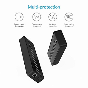SHYPT USB HUB 10 Port ABS USB2.0 HUB with 12V Power Adapter High Speed USB Splitter for PC Computer Accessories 1M Data Cable