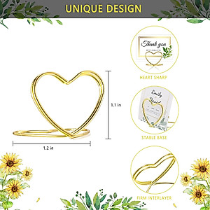 CUNGLIN Gold Table Number Place Card Holders 32 PCS, Heart Shape Photo Card Stand Business Card Card Holders for Wedding Party Mini PhotoPlaying Cards Holder Picture Menu Memo Clips