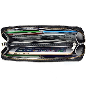 XEYOU Women Canvas Zipper Clutch Purse Credit Card Wallets to Organize Your Cash,Bank Card,and Phone with Removable Wristlet Strap