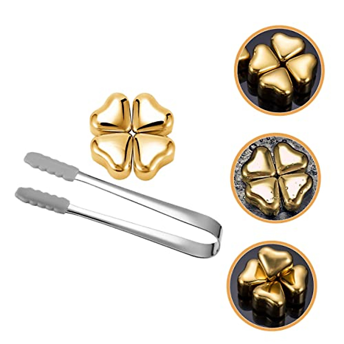 Alipis 4 Sets Stainless Steel Ice Pellets Bejeweled Kit Men Kit Light Ice Cubes for Drinks Reusable Ice Cubes Mens Stocking Stuffers Metal Ice Cubes 304 Stainless Steel Shudder Man Golden