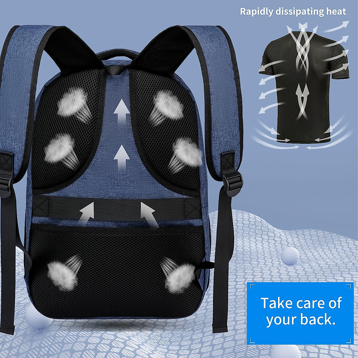 LIBENED School Backpack for Teens Boys, 15.6 Inch Laptop Backpack with USB Charging Port, Travel Backpack Waterproof College Bookbag with Compartments, Ergonomic Straps, Blue