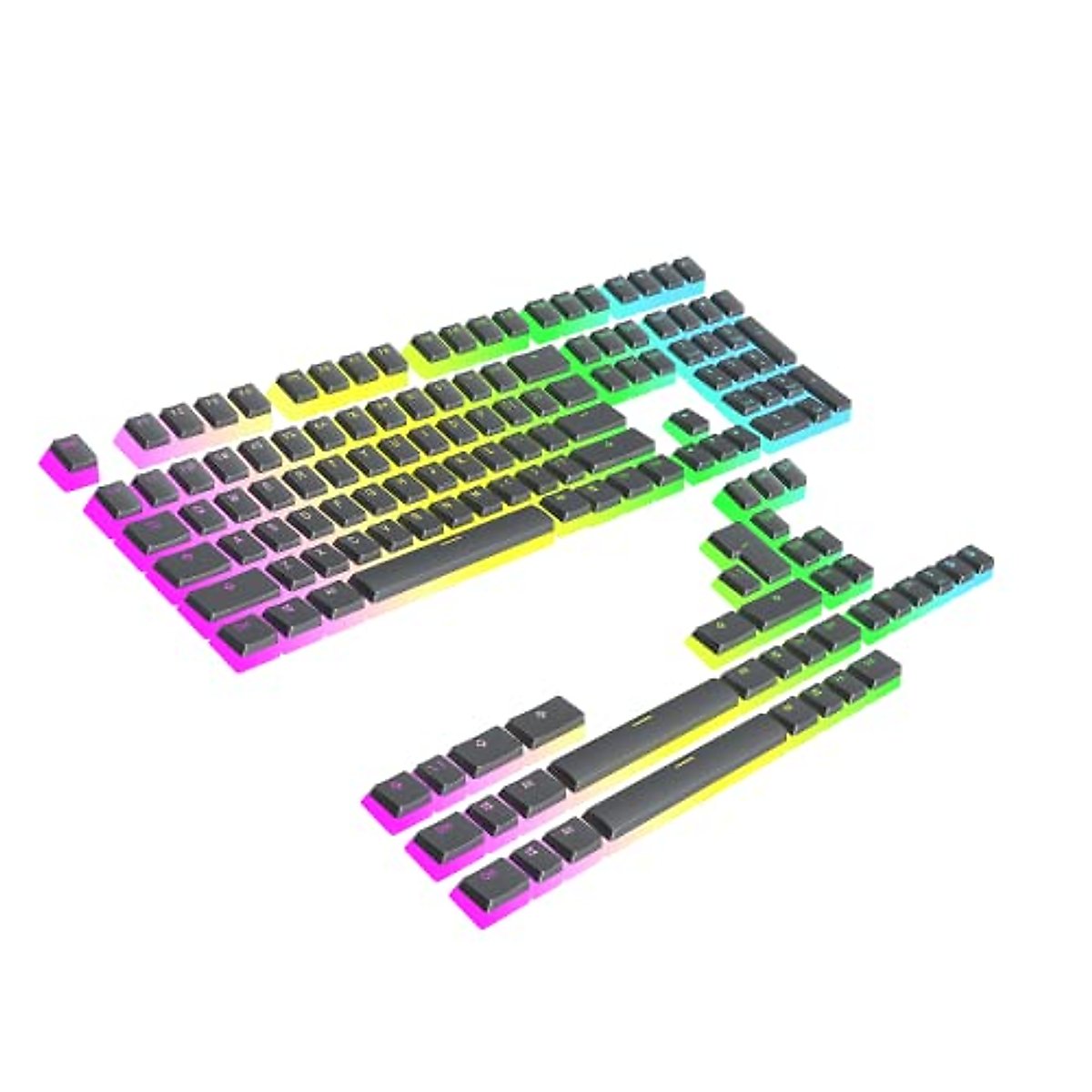 Ranked Pudding v2 PBT Keycaps | 145 Double Shot Translucent ANSI US & ISO Layout | OEM Profile for Full Size, TKL, 75%, 65% and 60% RGB Mechanical Gaming Keyboard (Black)