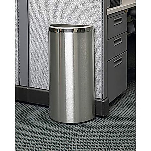 Commercial Zone Waste Container, Stainless Steel, 8 Gallon - Half Moon