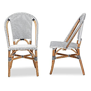 Baxton Studio Genica Dining Chairs, Indoor and Outdoor, Black/White/Brown