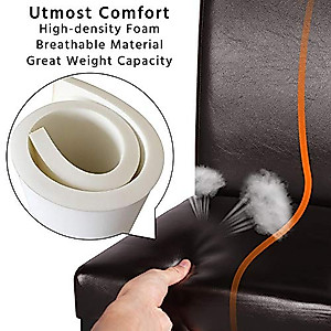 Yaheetech Dining Chairs Side PU Cushion Chairs with Waterproof Surface and Wood Legs for Kitchen Restaurant and Living Room, Set of 4, Brown