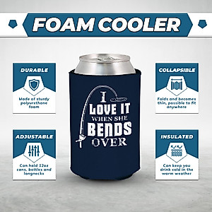 Fisherman Hooker Bends Over Pole Dance Funny Fishing Can Sleeve Cooler Insulated Drink Coozies Soda Beer Hugger Coolies (Navy, 3 Pk)