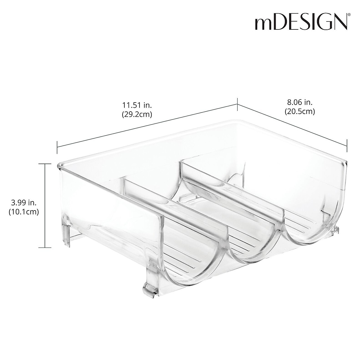 mDesign Plastic Free-Standing Stackable 3 Bottle Storage Holder Rack - Water, Wine, and Drink Organizer Shelf for Kitchen Countertop, Cabinet, Pantry, Fridge, Freezer - 2 Pack - Clear