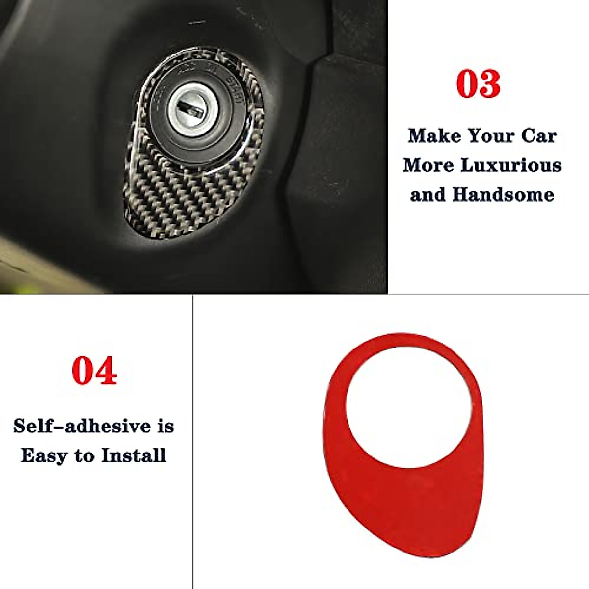 JUNLELI Ignition Switch Decorative Trim Stickers for Suzuki Jimny 2019 2020 2021 2022 2023 JB43 JB64 JB74 Car Interior Accessories Soft Carbon Fiber