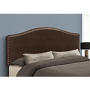 Monarch Specialties 6010Q, Bedroom, Upholstered, Pu, Transitional Bed-Queen Size Leather-Look Headboard, Dark Brown