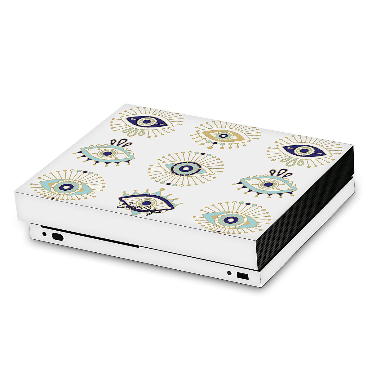 Head Case Designs Officially Licensed Cat Coquillette Blue Gold Art Mix Vinyl Sticker Gaming Skin Decal Cover Compatible With Xbox One X Console