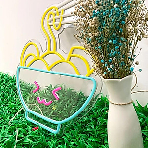 AMANYMX Ramen Neon Sign Custom Led Neon Signs for Wall Decor,Noodle Light Up Signs,Personalized Led Neon Signs for Resturant Home Kitchen Dinning Room Decorations,Size:17inch
