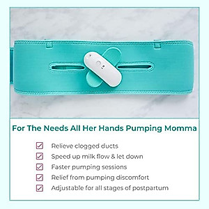 LaVie Warming Massagers 2-Pack (Pair) and Pump Strap Hands Free Pumping Bra Bundle, Massager and Breast Pump Bra Teal