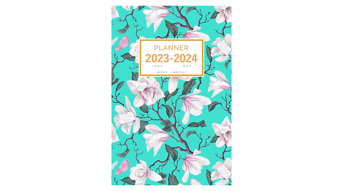 2023-2024 Weekly & Monthly Planner - Turquoise Flower Design