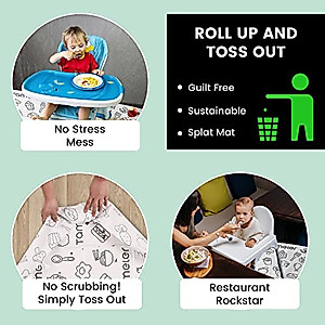 30 Pack Baby Splat Mat Under High Chair, 35'' x43'' Waterproof and Disposable Splash Mats, High Chair mat for Floor, Baby Led Weaning Supplies, Biodegradable, Compostable
