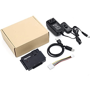 Xbnmex IDE SATA to USB 2.0 Cable Hard Drive Reader IDE SATA PATA USB 2.0 for Hard Drive Disk HDD 2.5" 3.5" with External AC Power Adapter(Black)