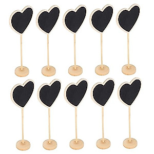 STOBOK 50 Pcs Message Board Wooden Blackboards Heart Chalkboard Chalk Board Name Plates Chalk Boards for Tables Mini Blackboard Sign Removable Name Heart Plates Memorandum Detachable