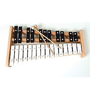 Professional Wooden Soprano Full Size Glockenspiel Xylophone with 27 Metal Keys - Musical Instrument for Adults & Kids - Includes 2 Wooden Beaters/Mallets