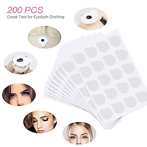 200 Pcs Eyelash Extension Adhesive Glue Pallet Sticker Pads, Disposable Waterproof Adhesive Holder Pad and 1 Pcs Eyelash Extension Jade Stone