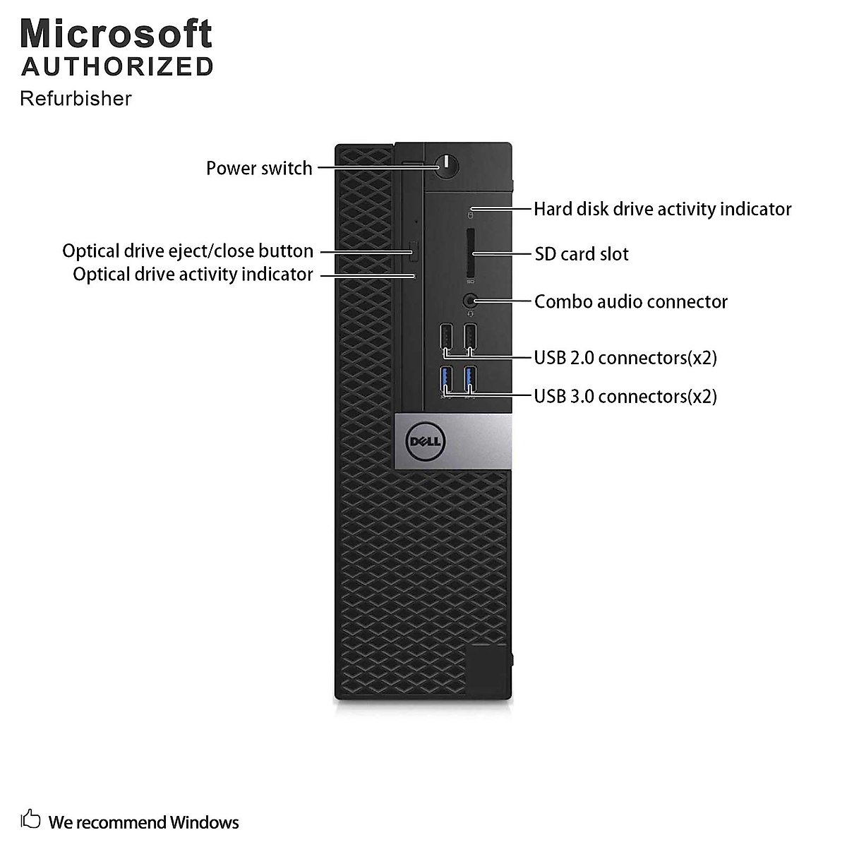 DELL OptiPlex 5050 Small Form Factor Desktop, Intel Core i5-6500, 8GB DDR4 RAM, 256GB SSD, Windows 10 Pro Black (Renewed)']