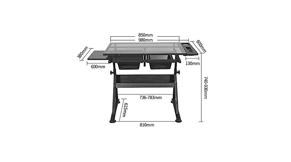 Adjustable Glass Drafting Desk for Artists & Designers
