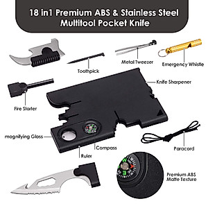 Credit Card Multitool 18 in 1 Cool Gadgets, Fathers Gift for Dad Men, Useful Gifts for Men Women Teenage Boy, Christmas Stocking Stuffers Birthday Gifts Survival Wallet Tools with Screwdrivers Compass