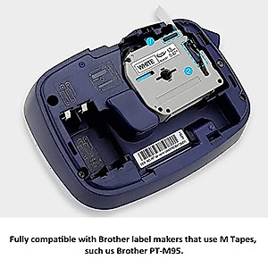 5 White+4 Clear Compatible Brother P-Touch M Tape 12mm 0.47 Inch M131 M231 Label Tape for Brother P-Touch PT-M95 PT-90 PT70 PT-65 PT85 Label Maker, Black on White/Clear, 26.2 Feet,5+4 Pack