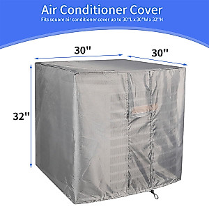 Homydom Air Conditioner Covers for Outside Units Fits up to 30"x30"x32" Full Winter AC Unit Covers Outdoor Protection