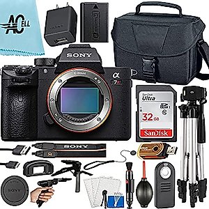 Sony Alpha a7R III Mirrorless Digital Camera (Body Only) + SanDisk 32GB Memory Card, Case, Tripod and A-Cell Accessory Bundle (18pc Bundle) (32GB Memory Card)