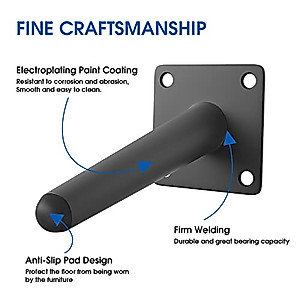 Set of 4 Furniture Legs 6 Inch Modern Furniture Legs Mid Century Oblique Conical Metal Legs Metal High Tapered Slant Feet Sofa Replacement Legs for Desk, Cabinet, Table+Mounting Screws(Black)