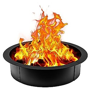 Migoda Fire Pit Ring 45-Inch Outer/39-Inch Inner Diameter, Fire Ring Insert DIY Campfire Liner Heavy Duty Steel Fire Pit Liner for Camping Outdoors, Backyard Garden Wood Burning