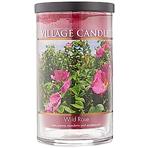 Village Candle Wild Rose Large Tumbler Jar Candle, 19 Oz, Traditions Collection, Pink