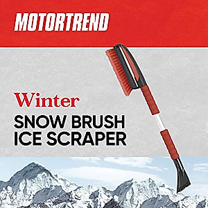 BDK Motor Trend Ice Scraper with Ergonomic Tough Rubber Grip Snow Brush/Broom/Frost Remover for Car and Truck Windshields/Mirrors, Winter Storm Survival Kits