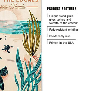 Lantern Press 6x9 Inch Wood Sign, Ready to Hang Wall Decor, Sarasota, Florida, Turtle, Respect the Locals