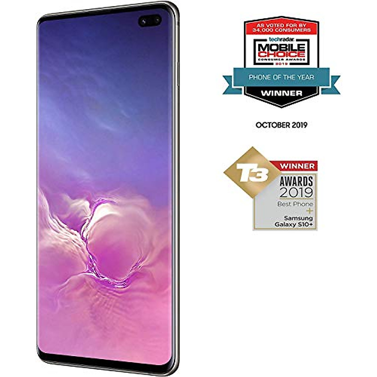 Samsung Galaxy S10+ Plus 512GB / 8GB RAM SM-G975F/DS Hybrid/Dual-SIM (GSM Only, No CDMA) Factory Unlocked 4G/LTE Smartphone - International Version No Warranty (Ceramic Black)