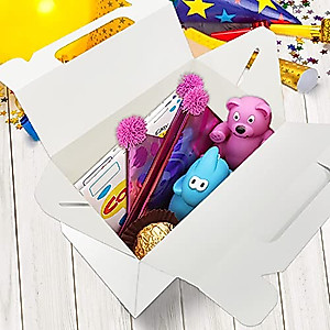 Frantis 12 Pack White Treat Boxes Gable Boxes with Rope and Tag Party Favor Boxes Gift Boxes for Birthday Party 7 x 5.5 x 5.5 Inches