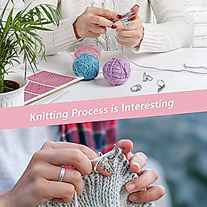 6 Pieces Adjustable Knitting Crochet Loop Ring Knitting Accessories Braided Knitting Ring Yarn Guide Finger Holder Open Finger Ring for Mother Grandma Thanksgiving Presents, 3 Styles (Silver)