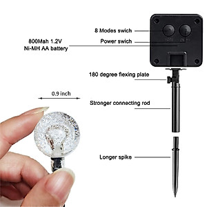Solar & Battery Operated String Lights Outdoor LED Waterproof Decorative Lights with Remote, 8 Lighting Modes Crystal Globe Lights for Indoor Bedroom Garden Patio Decor, 60LED, 35.6FT, Warm White
