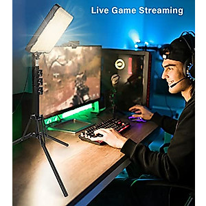 2 Pack LED Video Photography Lighting Kit with 62.99'' Tripod Stand, Unicucp 2500-8500K Dimmable Studio Streaming Light for Video Recording Filming, Live Game YouTube, Portrait Shooting, USB Charger