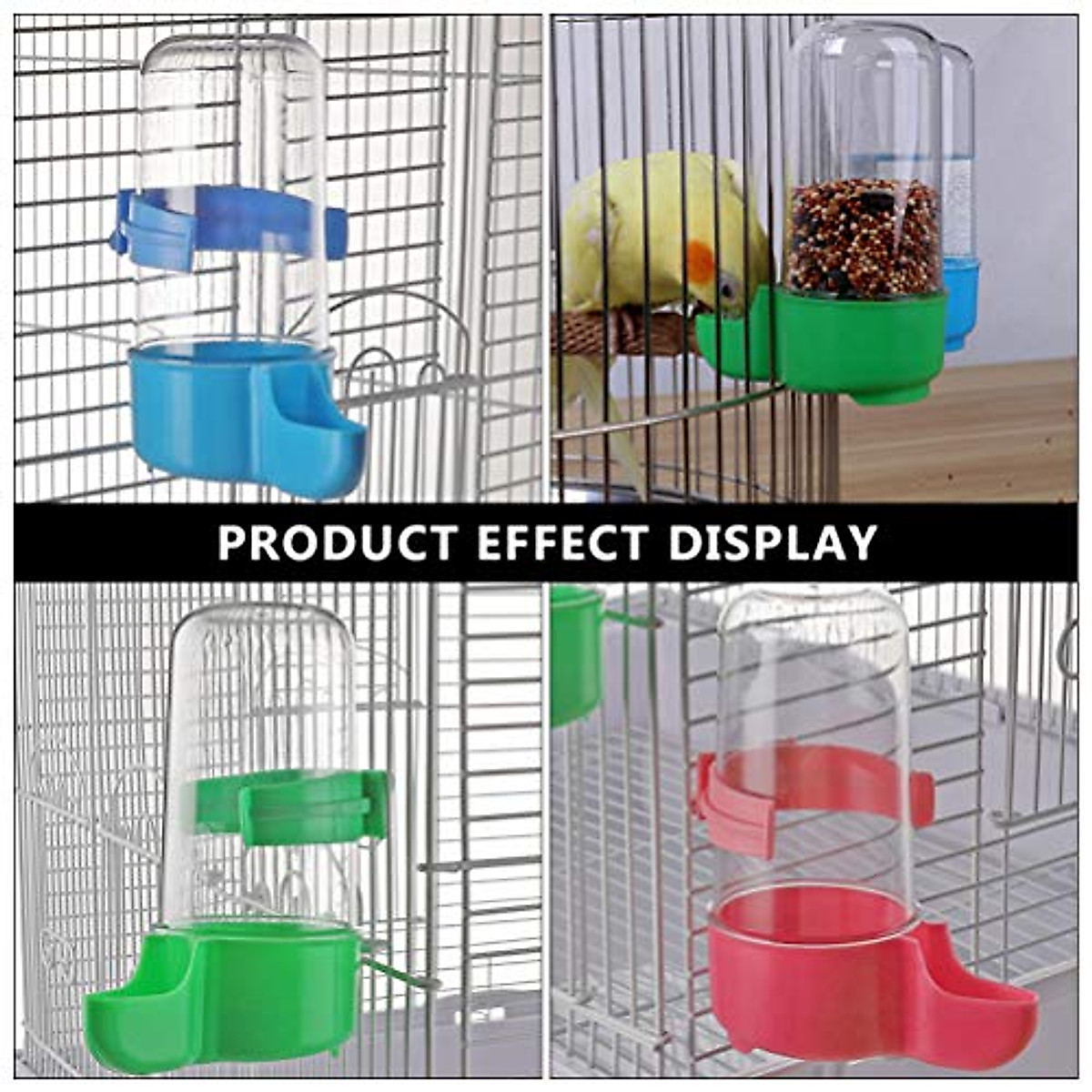 Balacoo 6pcs Automatic Bird Waterer Food Feeder Bird Water Bottle Drinker Food Container Dispenser Hanging Birds Cage for Parrots Budgie (Red Blue Green)