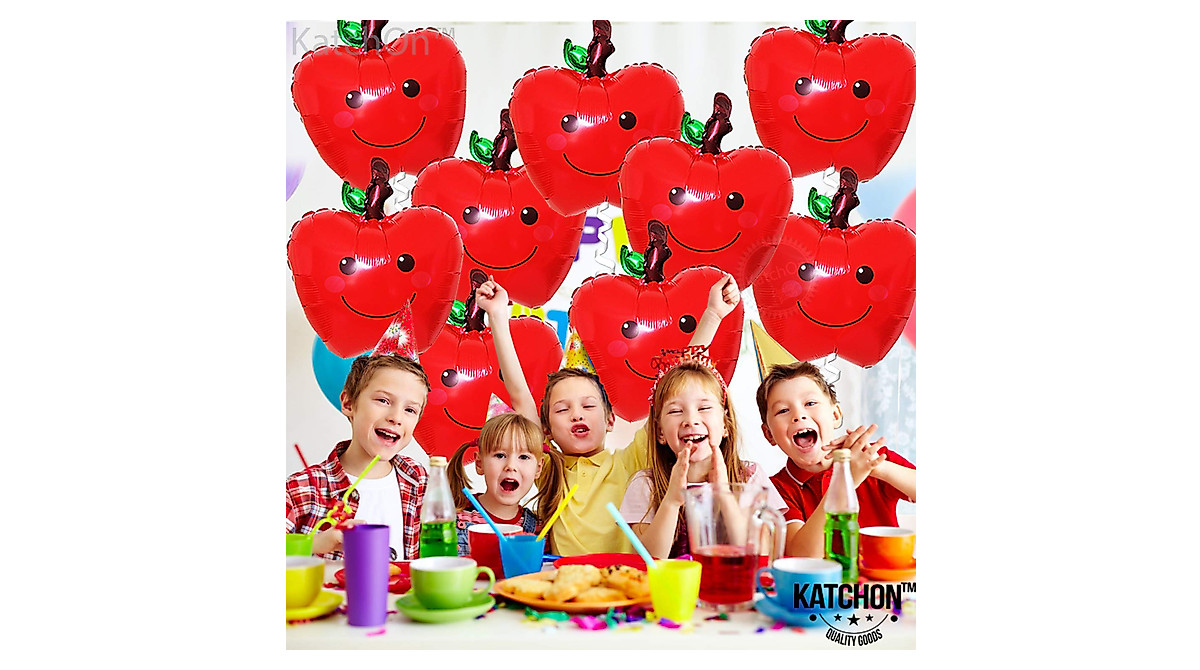 Vibrant Apples Balloons for Back to School Decor - Pack of 10
