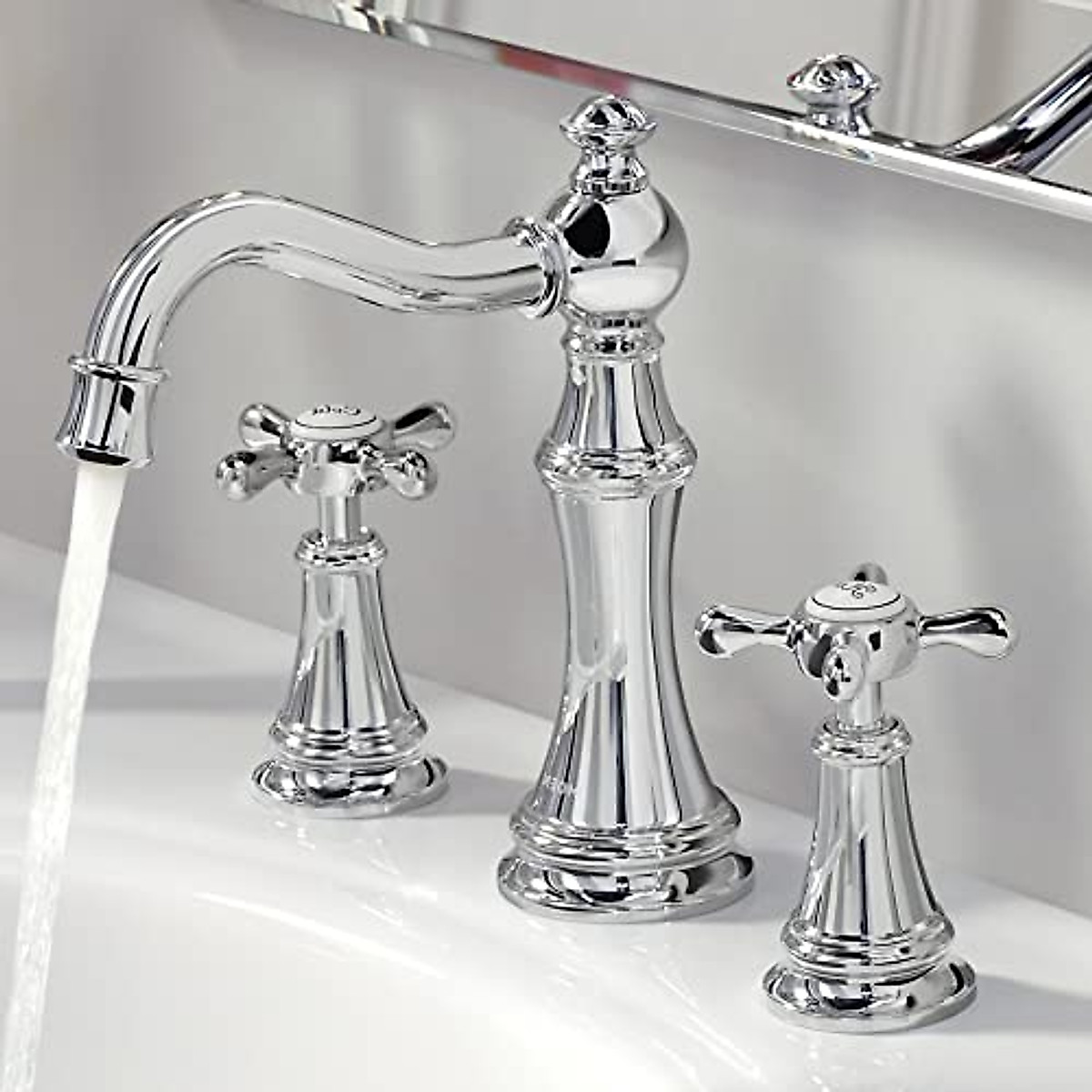 Moen Weymouth Chrome Two-Handle High-Arc Widespread Bathroom Faucet, Valve Sold Separately, TS42114, 0.5